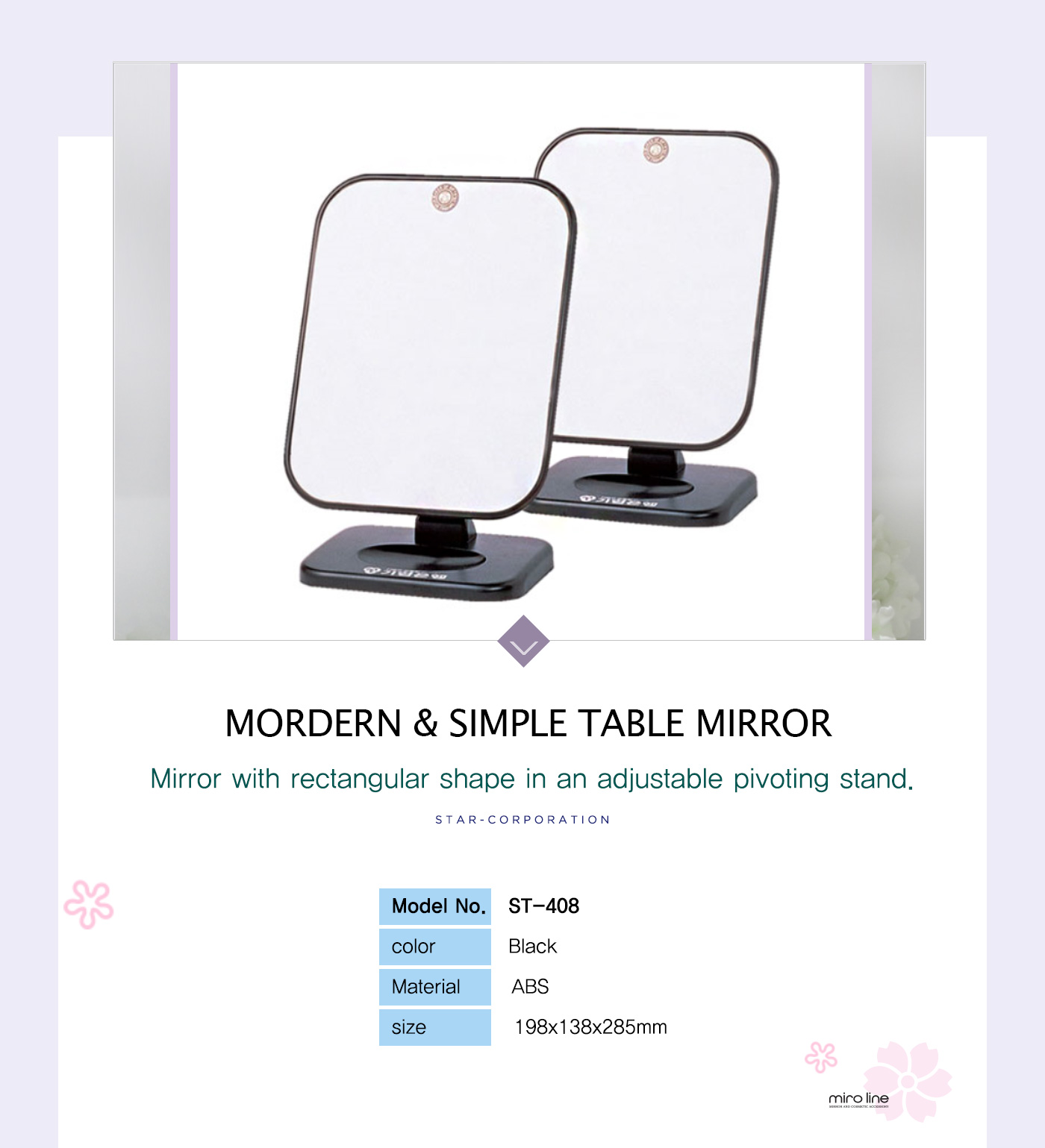 [Star Corporation] ST-408 _ Mirror, Tabletop Mirror, Fashion Mirror